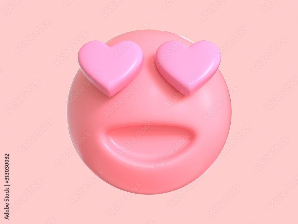 Poster love emotion cartoon character pink emoji 3d render – Wall Art ...