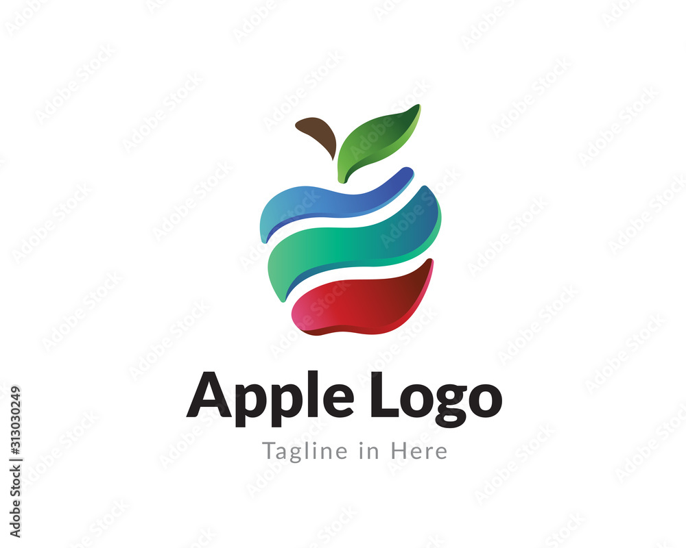 Apple fraction logo design inspiration Stock Vector | Adobe Stock
