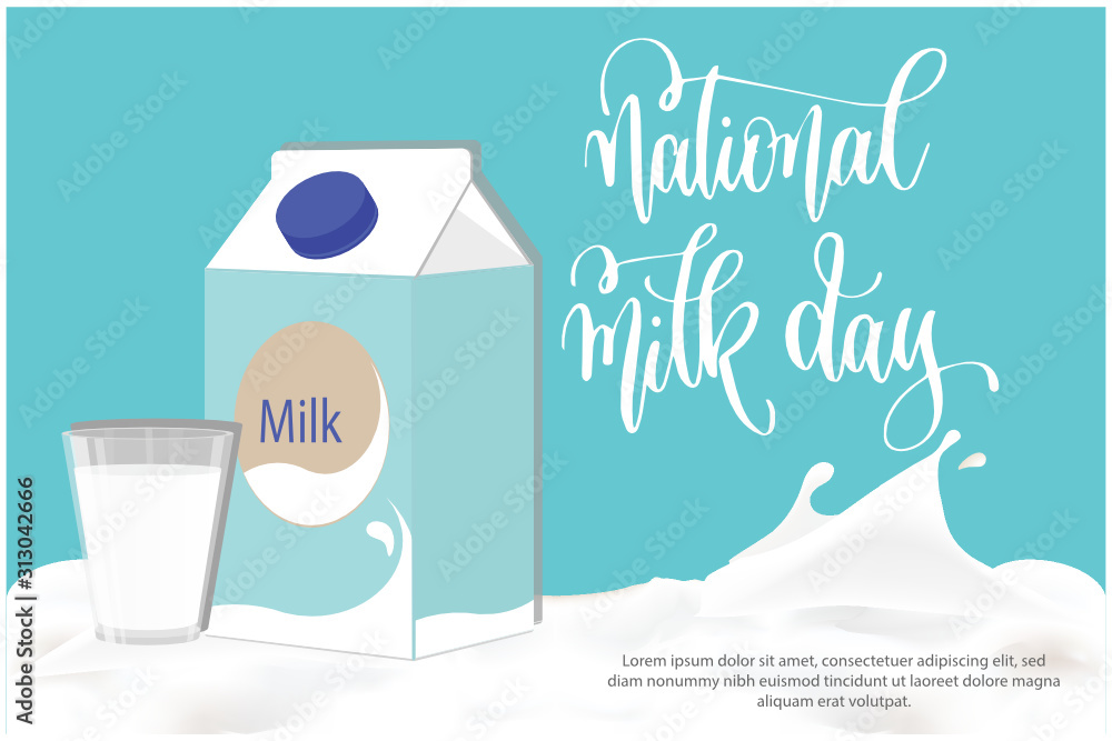 National Milk Day with Packaged Milk, Fresh Milk in a Glass and Hand ...