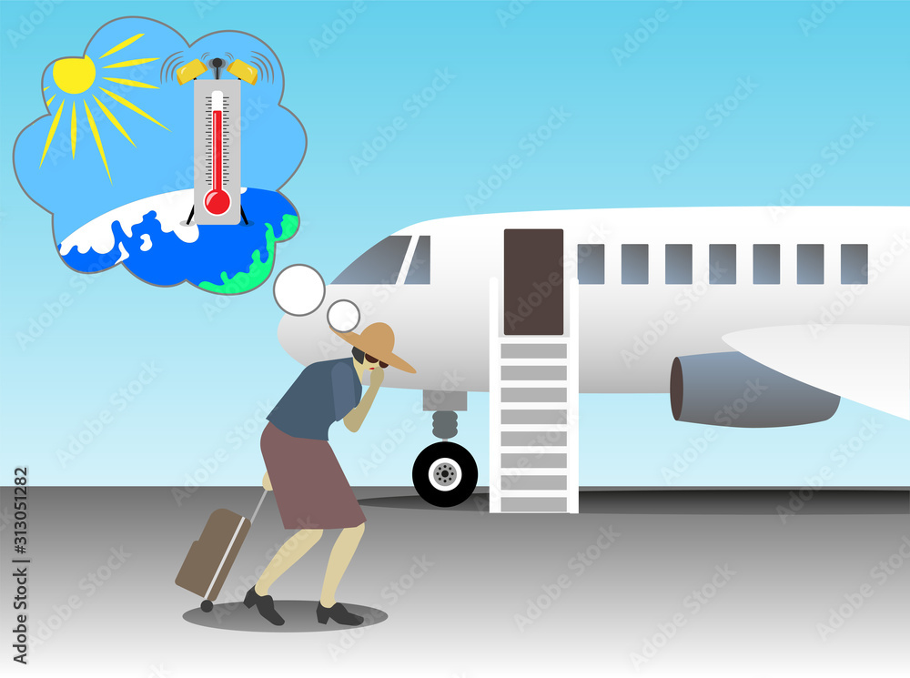 Vecteur Stock Flight Shame, "Flygskam". Minimizing the carbon footprint ...