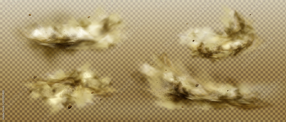 Desert sandstorm, brown dusty cloud or dry sand flying with gust of ...