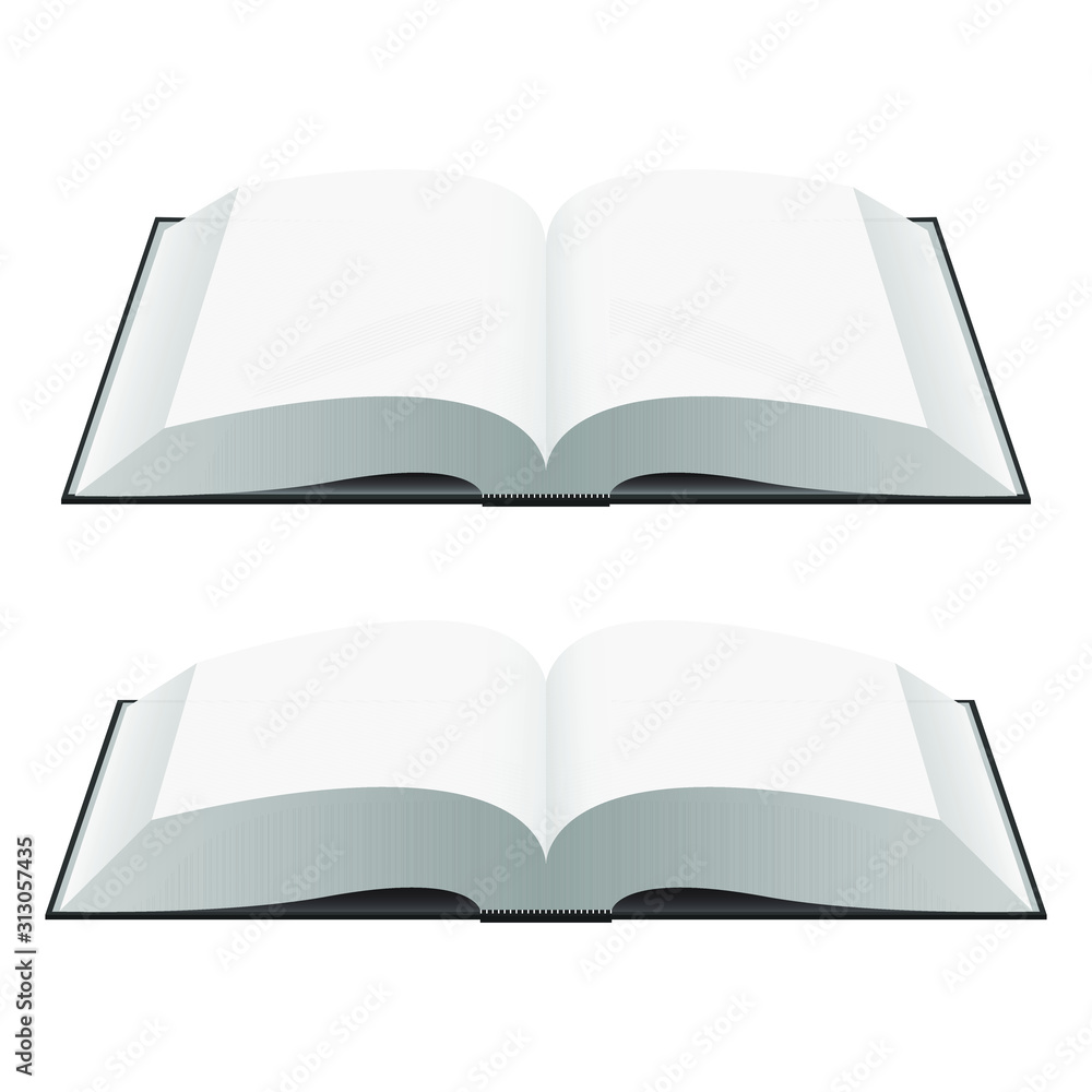 Opened book mockup vector design illustration isolated on white ...