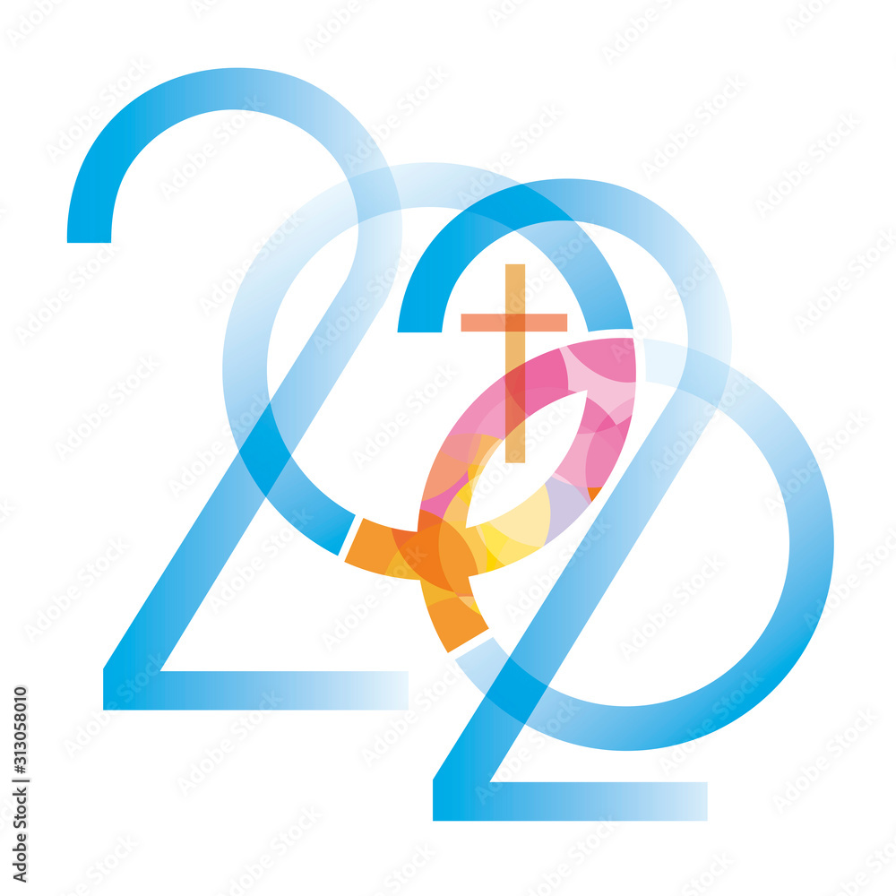 Jesus fish symbol new year. 2020 new year with Jesus fish symbol with ...