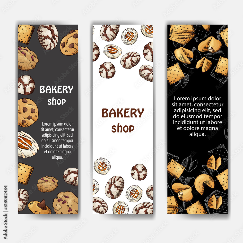 Cookies poster in hand drawn style. Sketch illustration for menu or ...