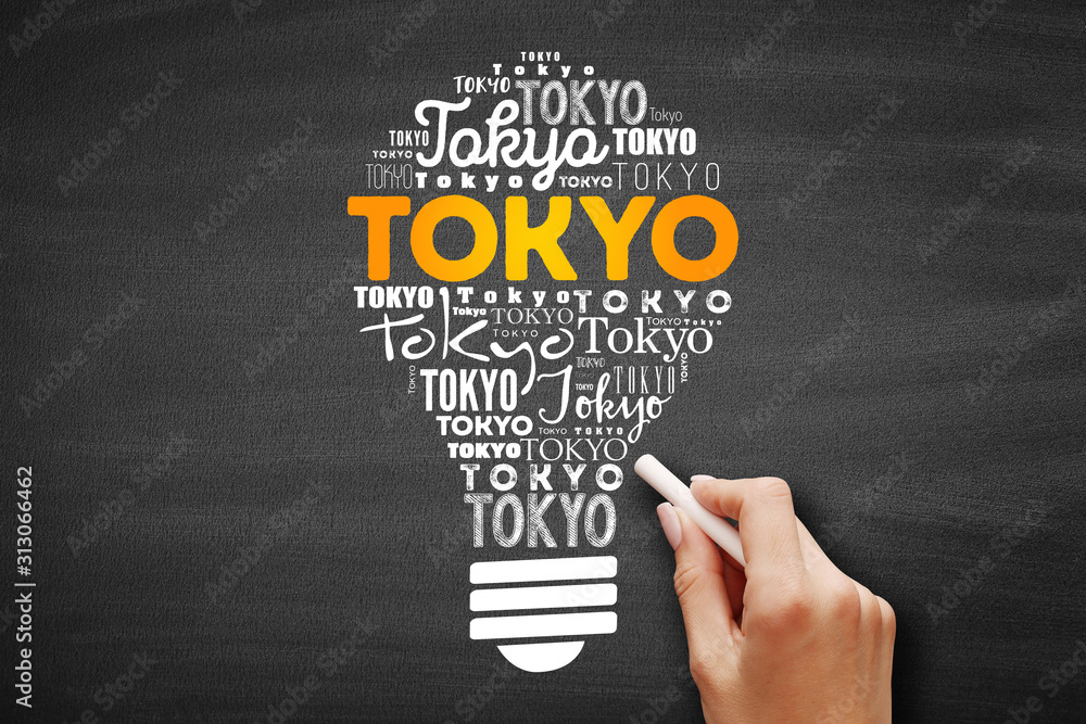 Tokyo light bulb word cloud, concept background Stock Photo | Adobe Stock