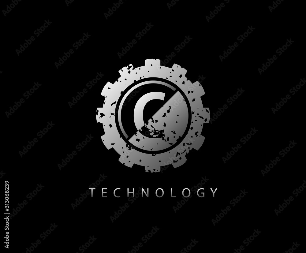 C Letter Metal Gear Service Logo Icon Stock Vector | Adobe Stock