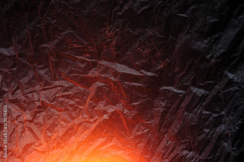 abstract black-and-red texture made of crumpled polyethylene Stock ...