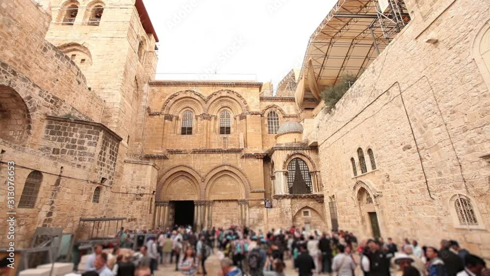 Jerusalem Temple of the Resurrection, Sanctum Sepulchrum. People near ...