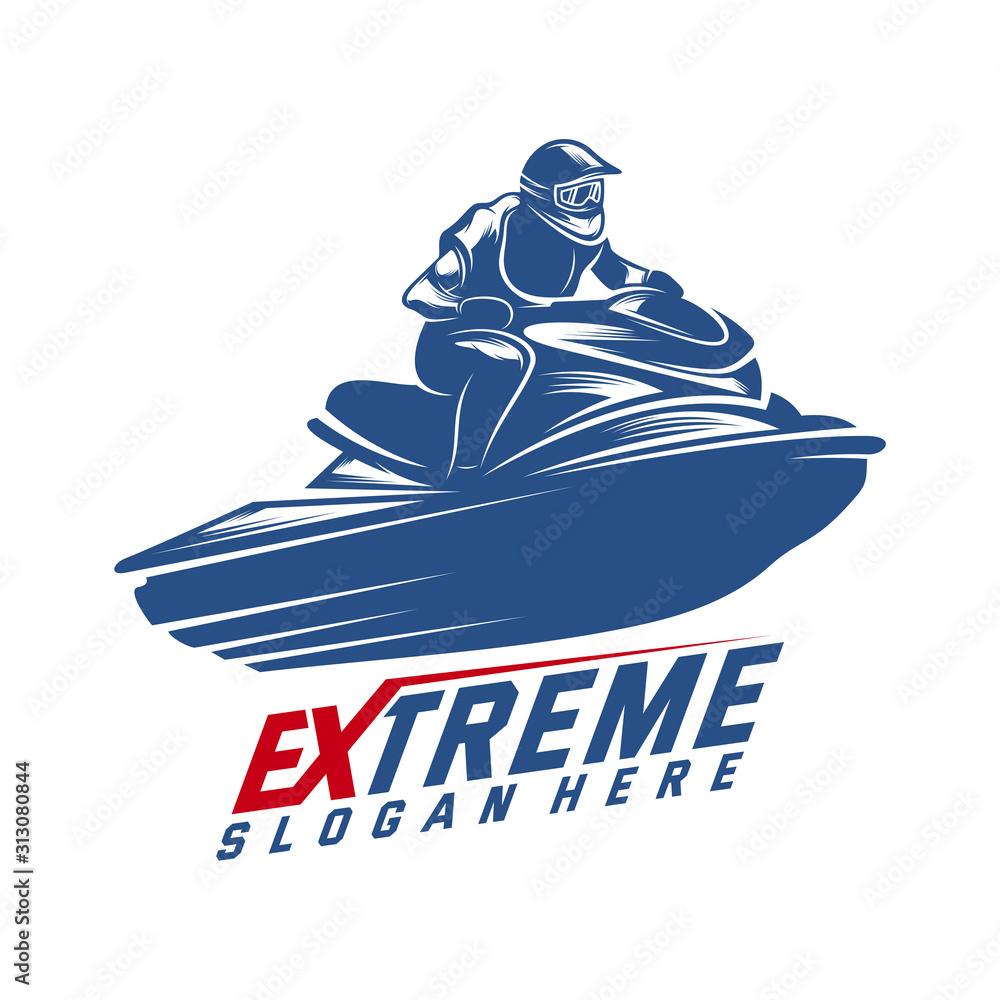 Jet Ski Sports Logo vector, Extreme Jet Ski design vector silhouette ...