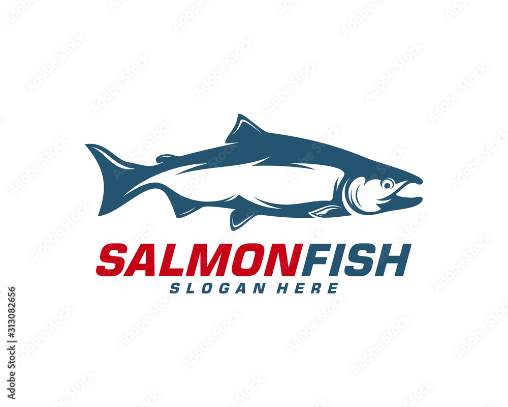 Salmon Fish logo design vector. Fishing logo design template ...