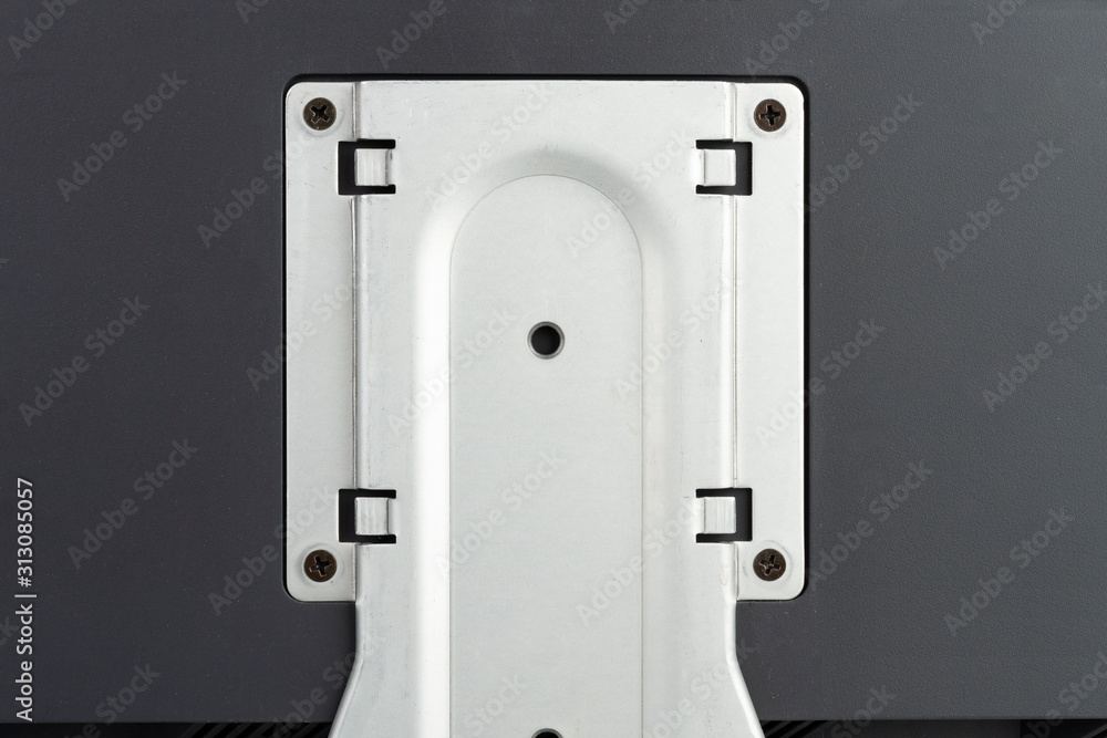 PC Lcd monitor, rear view, attaching the monitor 4 screws on metal ...