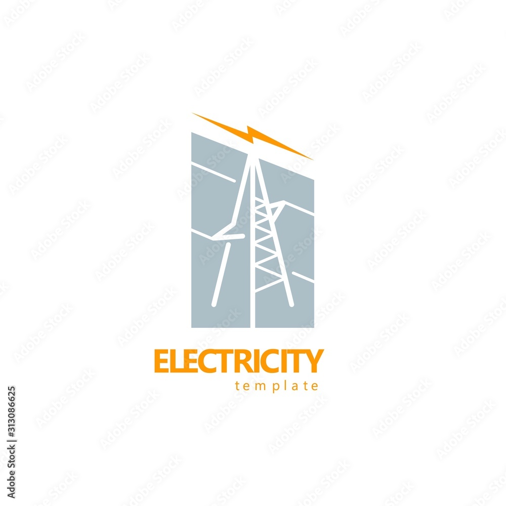 Electricity logo. High voltage pole lines elements. Stock Vector ...