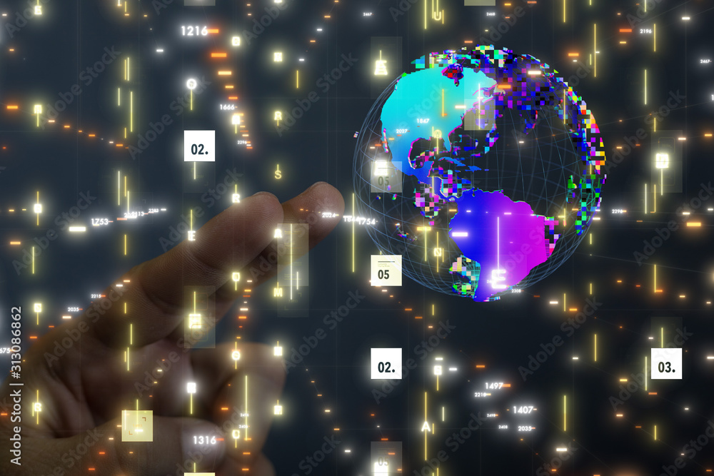 3D illustration of the virtual hologram communication Stock Photo ...