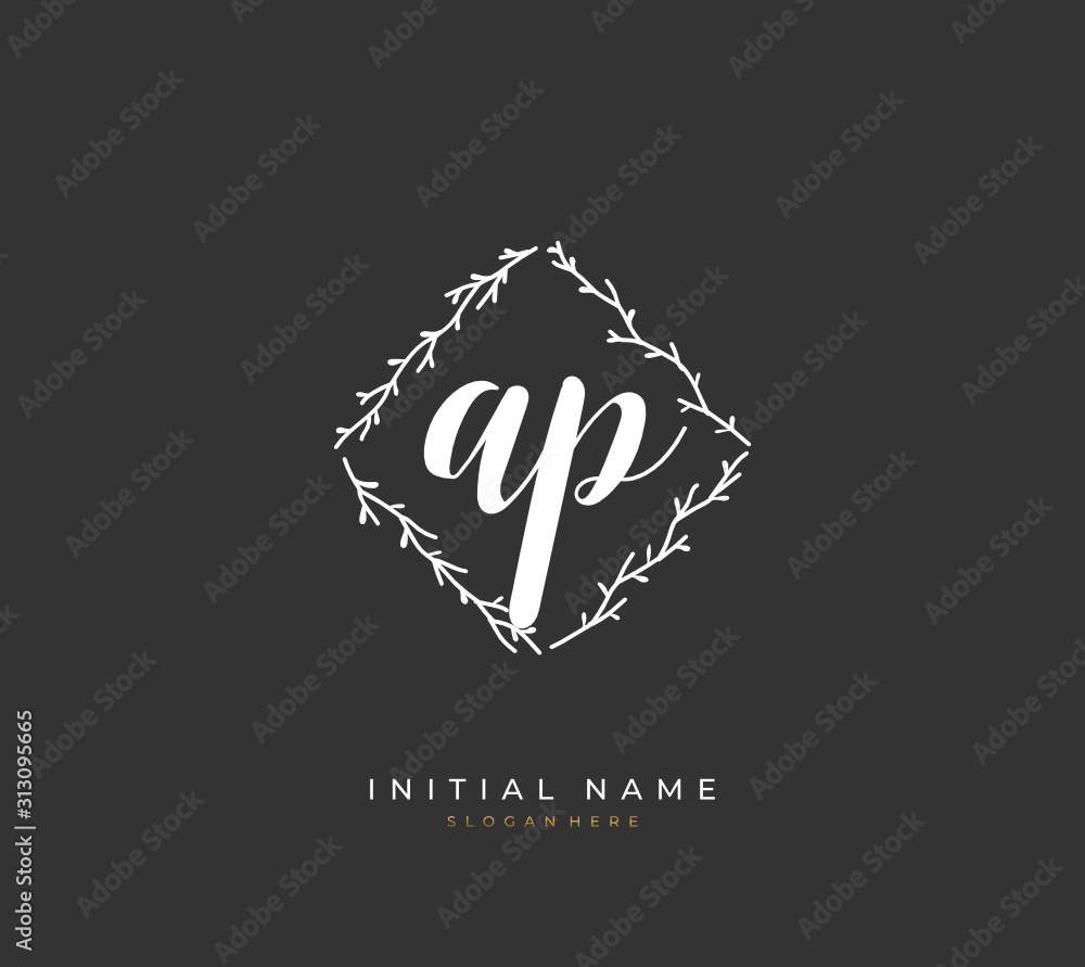 Handwritten letter A P AP for identity and logo. Vector logo template ...