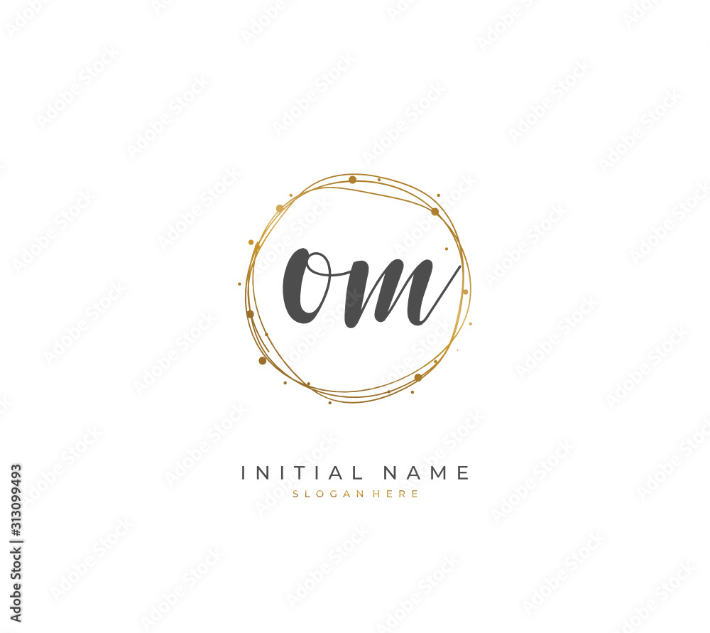 Handwritten letter O M OM for identity and logo. Vector logo template ...