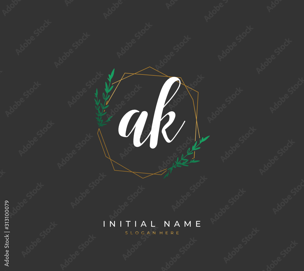 Handwritten letter A K AK for identity and logo. Vector logo template ...