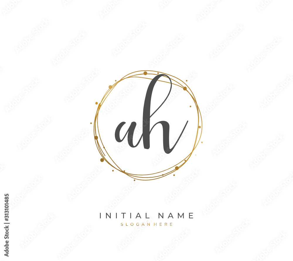 Handwritten letter A H AH for identity and logo. Vector logo template ...