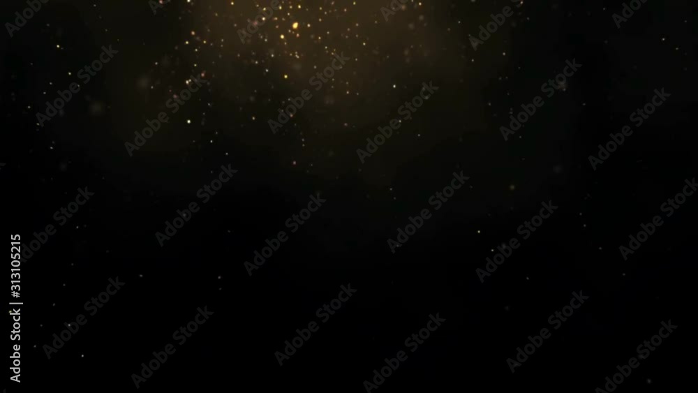 Animation golden dust particle on black background. Stock 비디오 | Adobe Stock