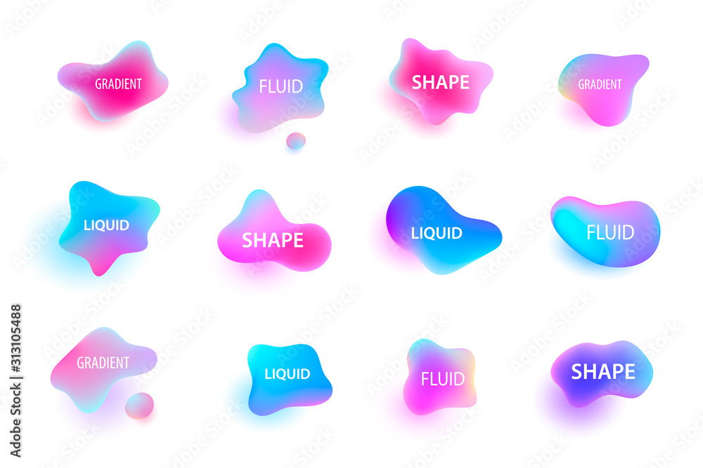 Vector 3d gradient spots set. Abstract elements for trendy vibrant ...
