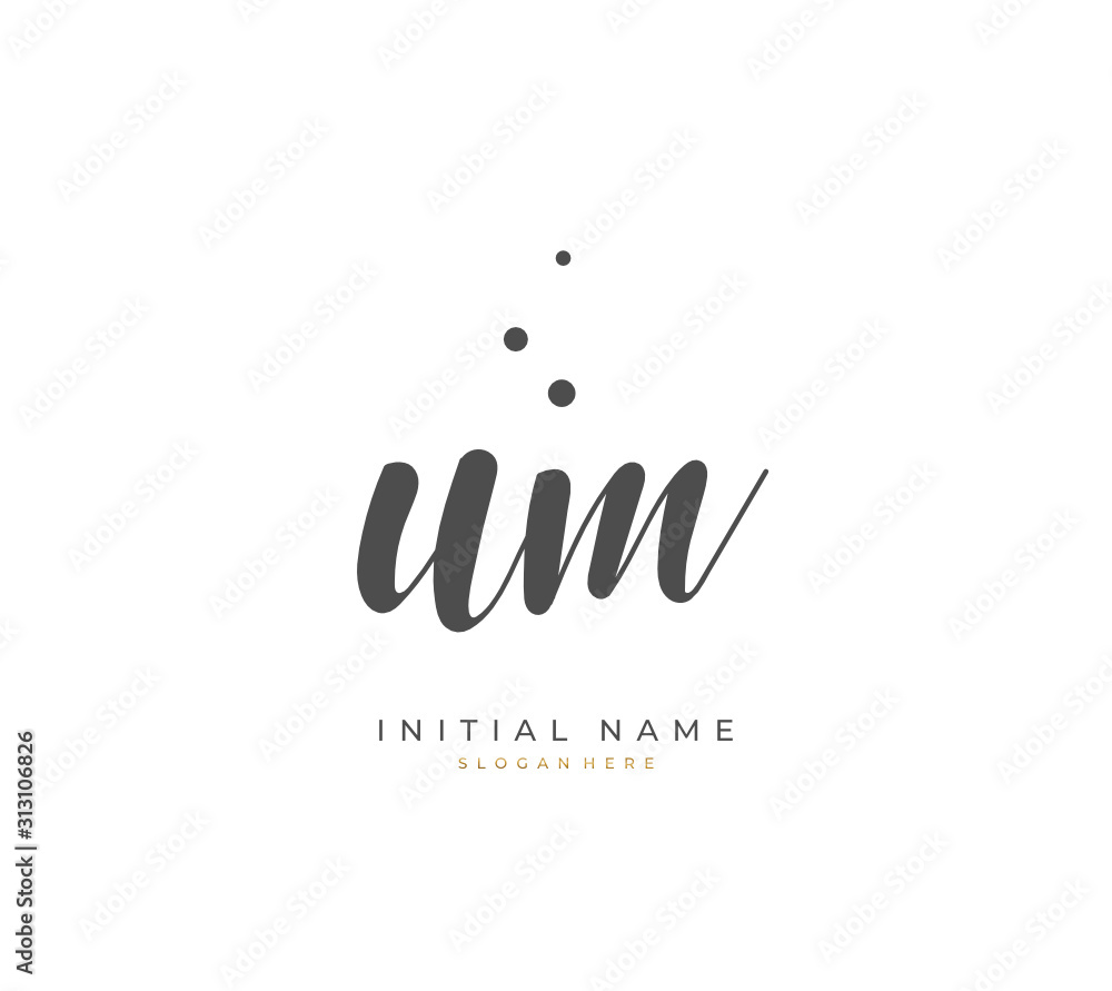 Handwritten letter U M UM for identity and logo. Vector logo template ...
