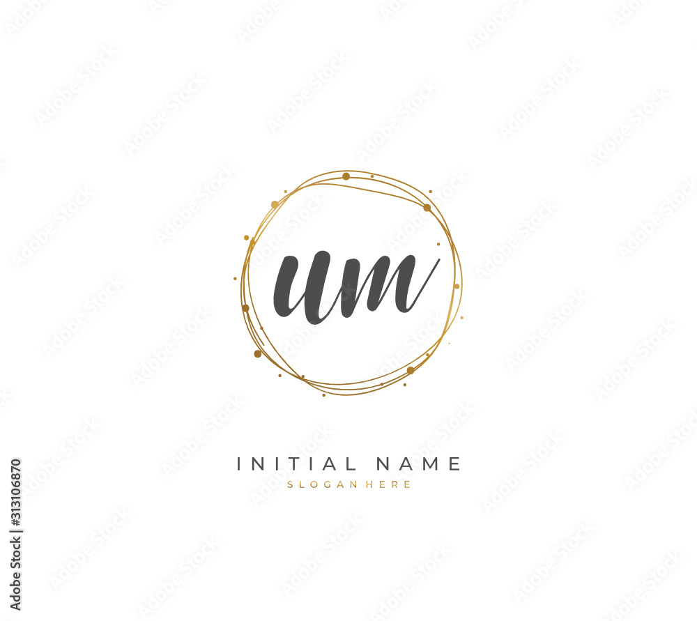Handwritten letter U M UM for identity and logo. Vector logo template ...