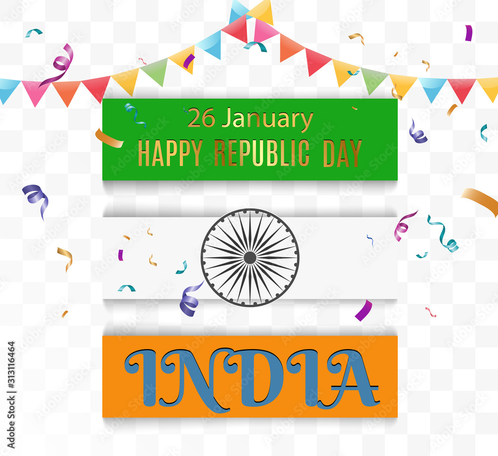 Republic of India congratulatory background. With beautiful golden text ...