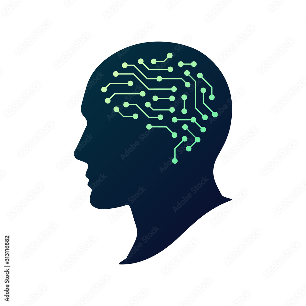 Artificial Intelligence AI vector logo. Artificial human brain. Human ...