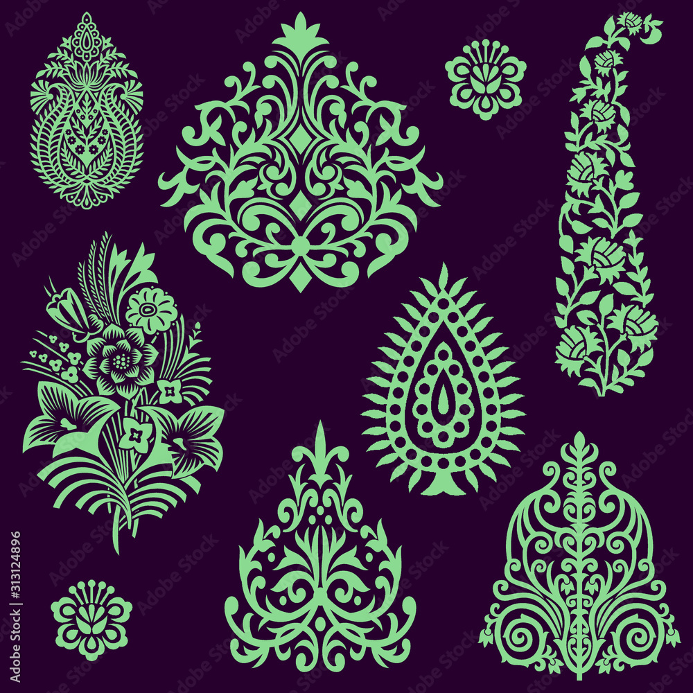 Indian traditional flower motif background Stock Illustration | Adobe Stock