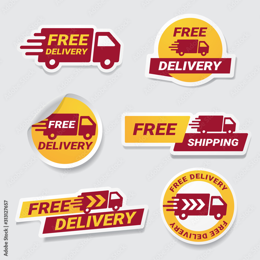 Free Delivery badge sticker set. Vector label design element free ...