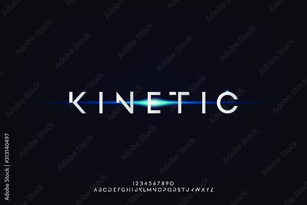 kinetic, an Abstract technology futuristic alphabet font. digital space ...