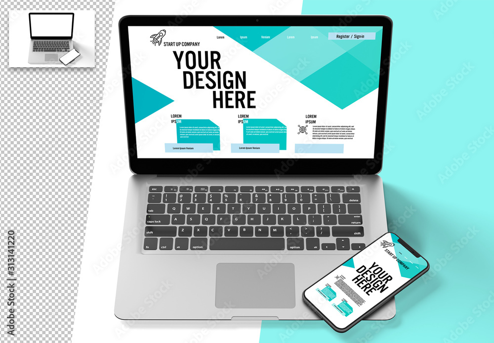 Laptop and Smartphone Mockup Stock Template | Adobe Stock