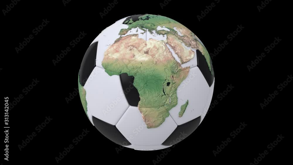 Realistic soccer ball isolated on black screen. 3d seamless looping ...