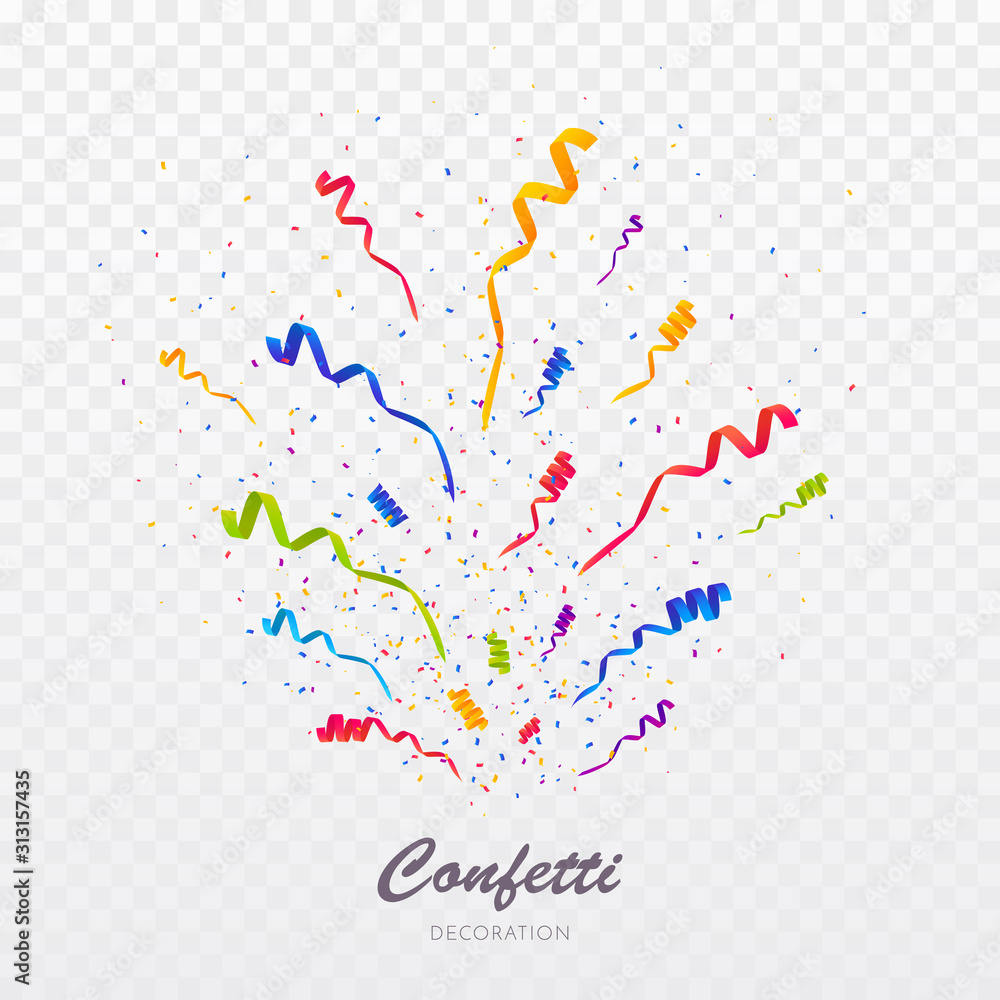 Confetti burst vector illustration. Color ribbons and streamers ...