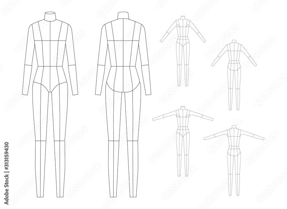 Fashion template for women body technical drawings. Stock Vector ...