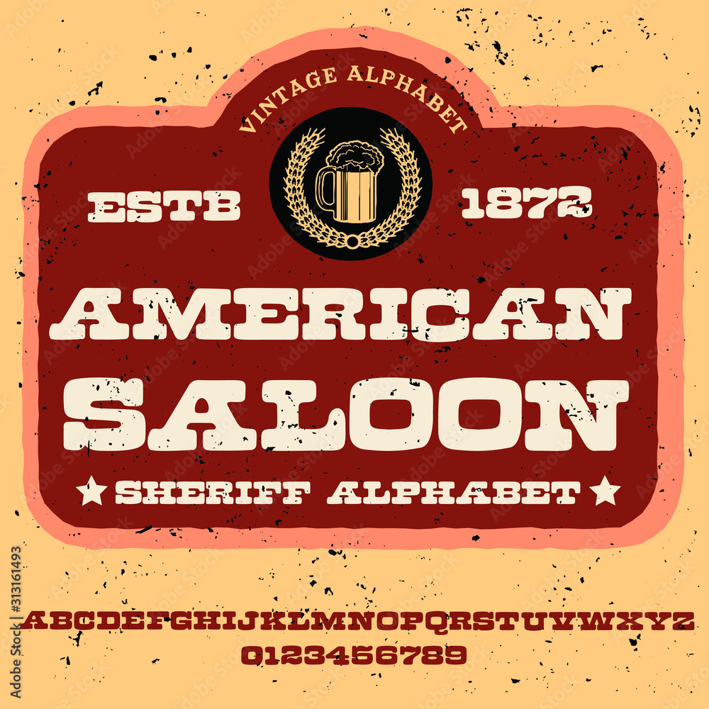 Wild West typeface / Retro alphabet in western style / Slab Serif type ...