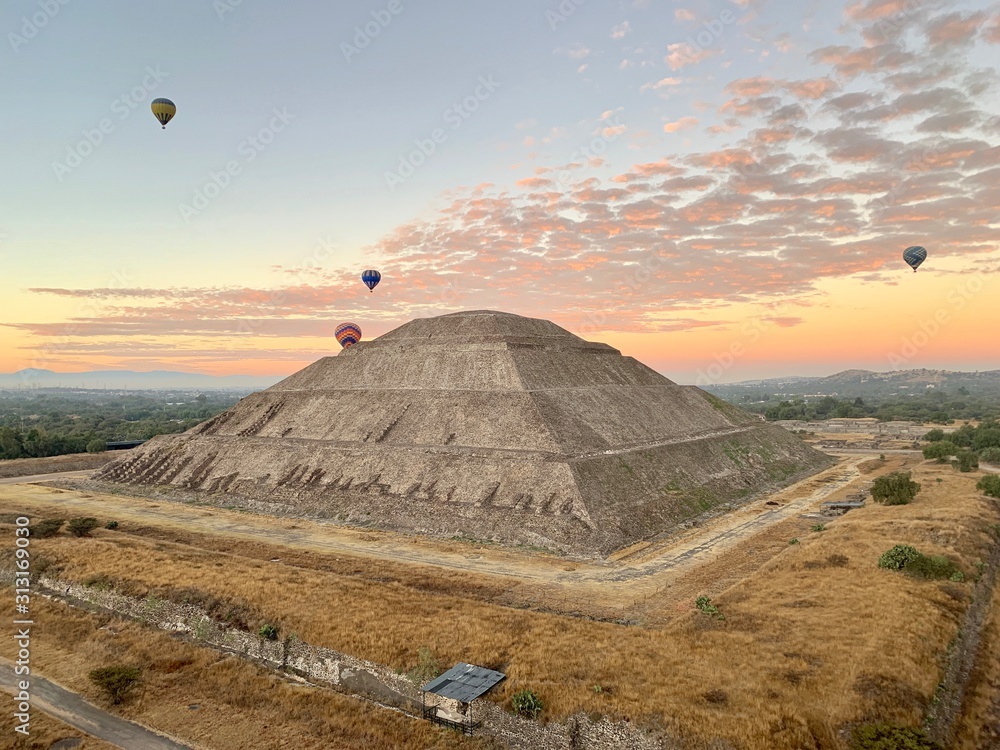 Mountain Temple Landscape Sunrise Sky Mexico Latin America Teotihuacán ...