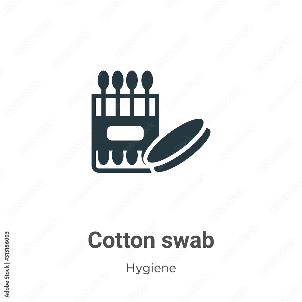 Cotton swab glyph icon vector on white background. Flat vector cotton ...