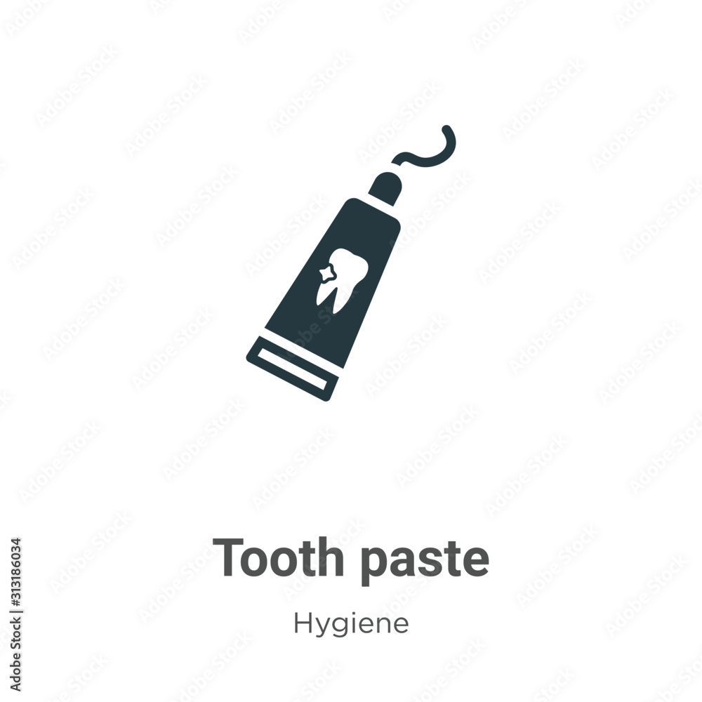 Tooth paste glyph icon vector on white background. Flat vector tooth ...