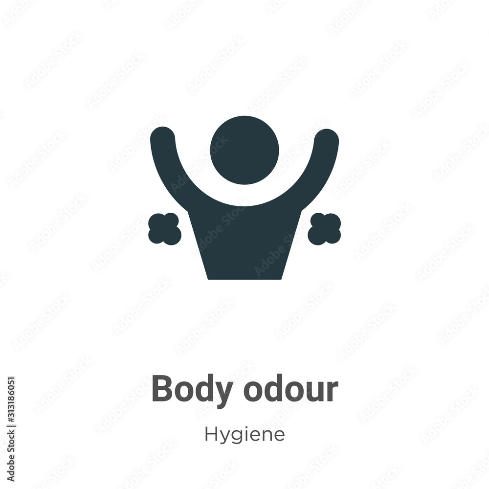 Body odour glyph icon vector on white background. Flat vector body ...