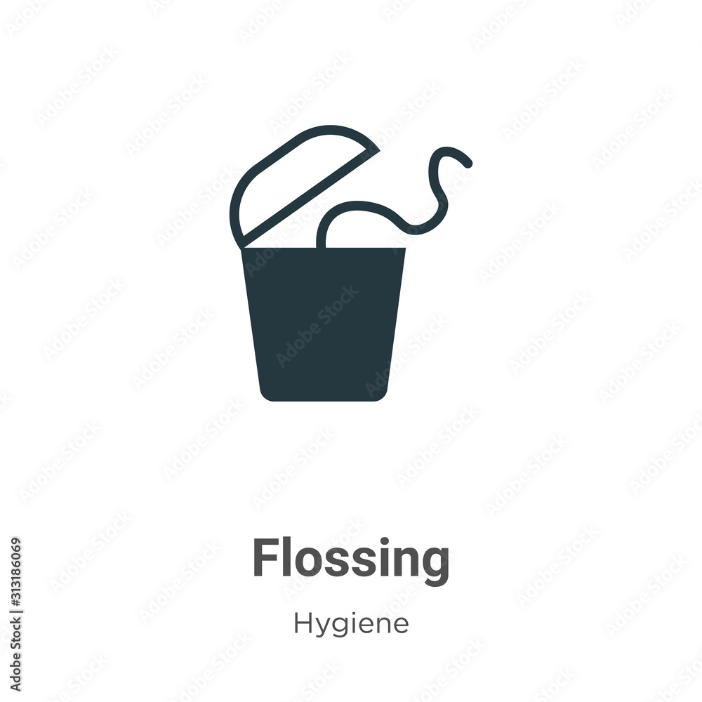 Flossing glyph icon vector on white background. Flat vector flossing ...