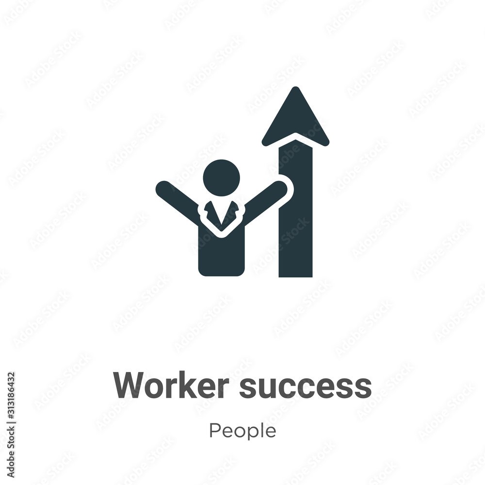Worker success glyph icon vector on white background. Flat vector ...