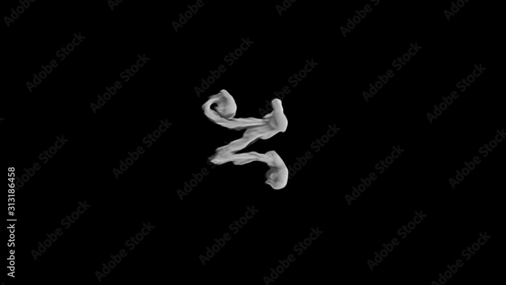 3d animated smoke typography in curly font with alpha channel rising ...