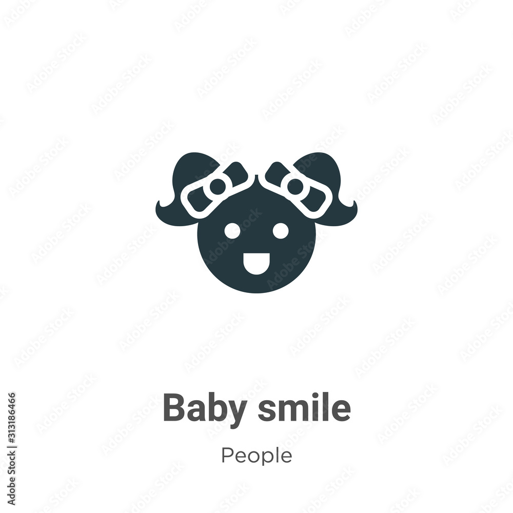 Baby smile glyph icon vector on white background. Flat vector baby ...