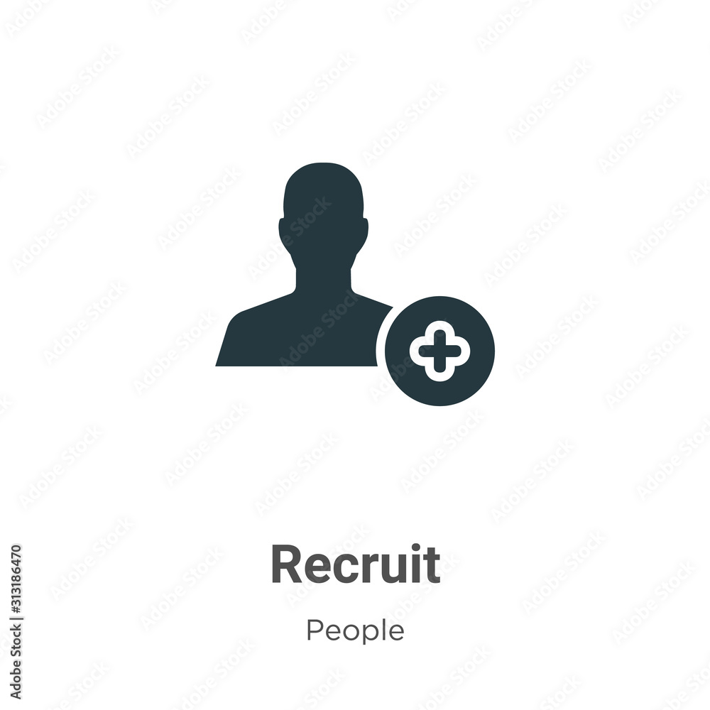 Recruit glyph icon vector on white background. Flat vector recruit icon ...