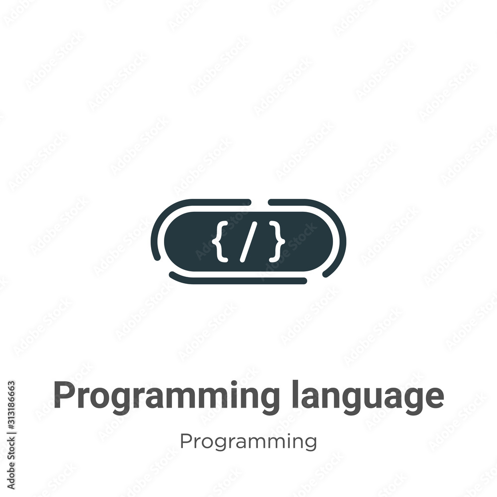 Programming language glyph icon vector on white background. Flat vector ...