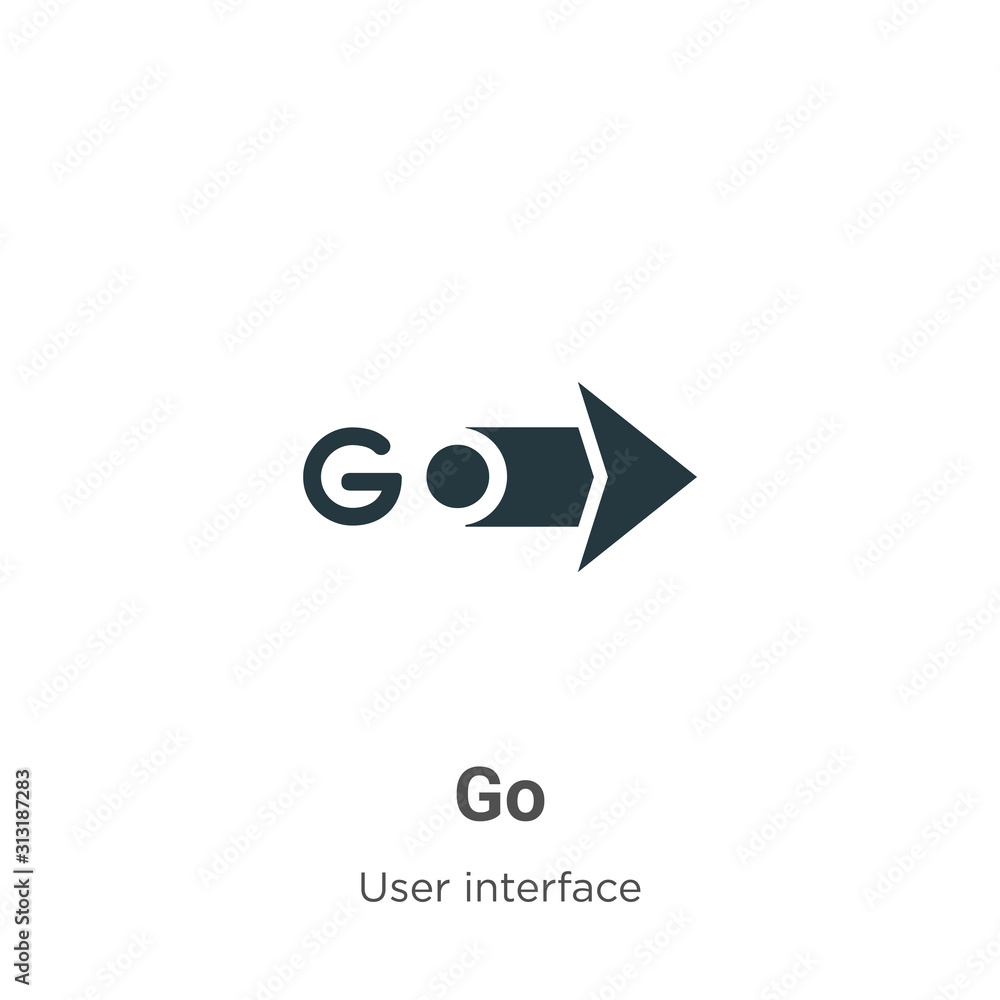 Go glyph icon vector on white background. Flat vector go icon symbol ...