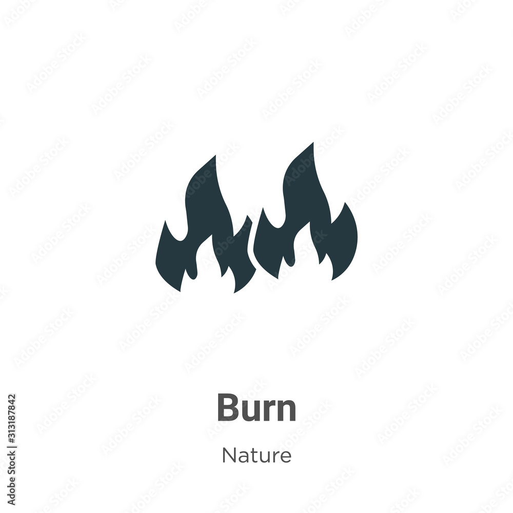 Burn glyph icon vector on white background. Flat vector burn icon ...