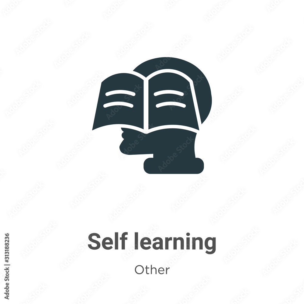 Self learning glyph icon vector on white background. Flat vector self ...