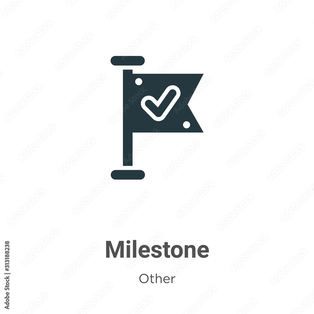 Milestone glyph icon vector on white background. Flat vector milestone ...