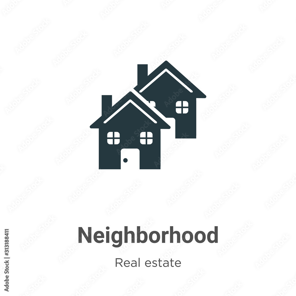 Neighborhood glyph icon vector on white background. Flat vector ...